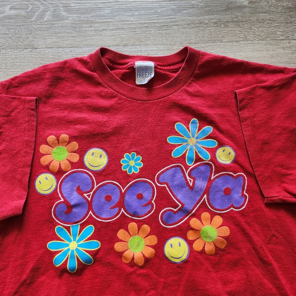 90s Freeze See Ya Smiley Flower Novelty Tshirt - Gem